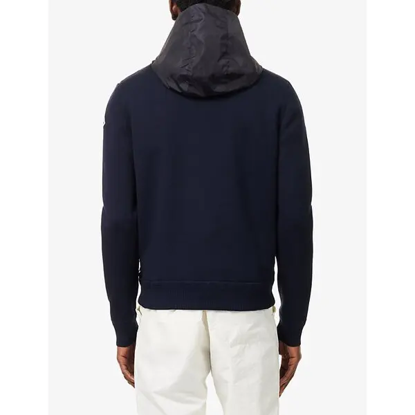 Moncler Hooded Contrast Knitted And Shell Jacket