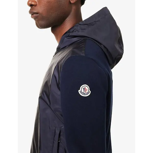Moncler Hooded Contrast Knitted And Shell Jacket