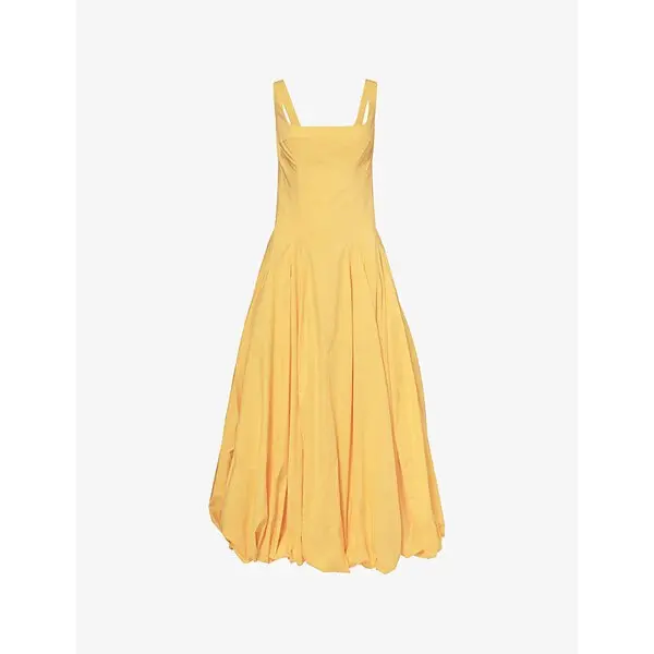 Simkhai Hally Bubble-hem Cotton Midi Dress - Mango