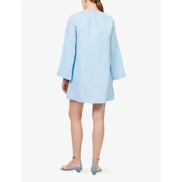 Heidi Klein Linen Kaftan With Keyhole Front Detail - Blu-blu