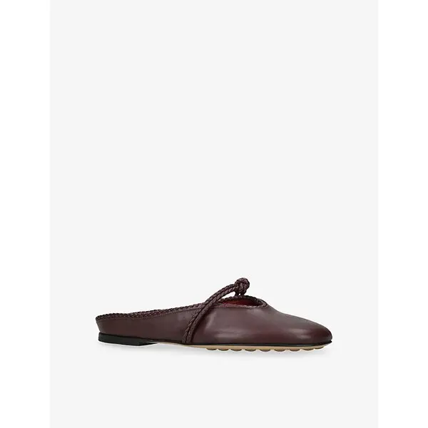 Bottega Veneta Ballerina Leather Mules - Wine