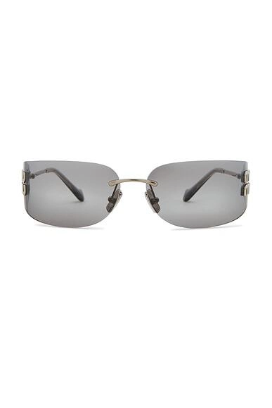 Miu Miu Rectangle Fashion Show Sunglasses - Silver Mirror