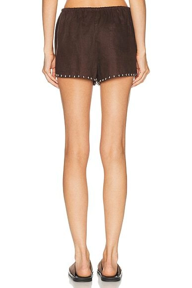 Staud Embellished Linen Shorts - Root Studs