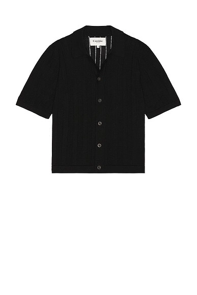 CORRIDOR Pointelle Stripe Buttondown - Black