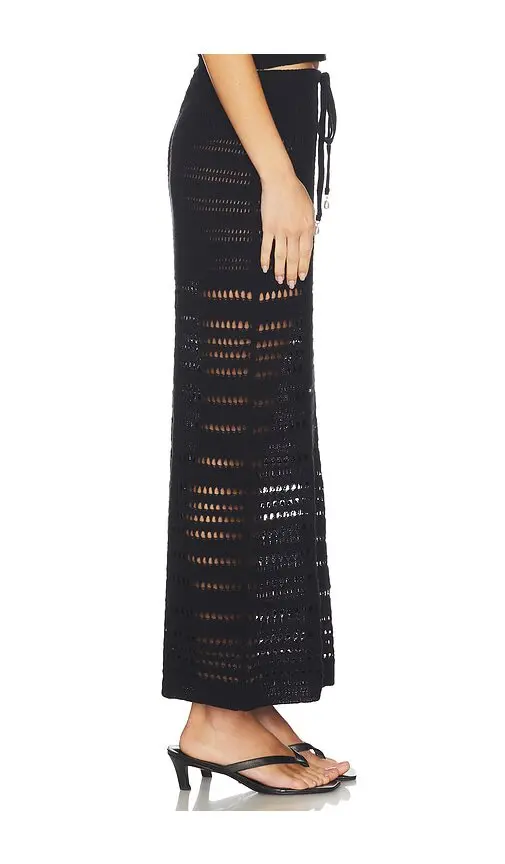 L*Space Open-knit Drawstring Maxi Skirt - Black