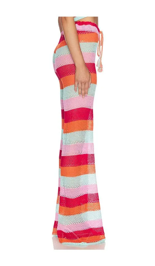 PQ SWIM Bree Boho Crocheted Stripe Flare Pants - Multi