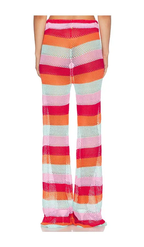 PQ SWIM Bree Boho Crocheted Stripe Flare Pants - Multi