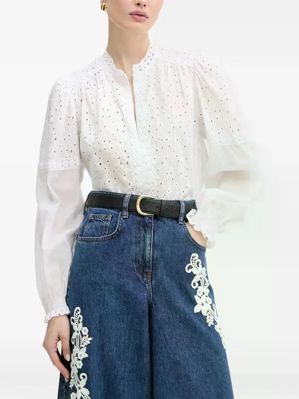 TWINSET Broderie Anglaise Lace-trim Blouse - White