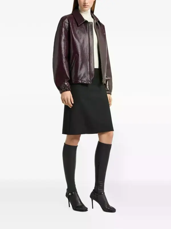COURREGES Zip-up Jacket With Vinyl-effect Finish - Red