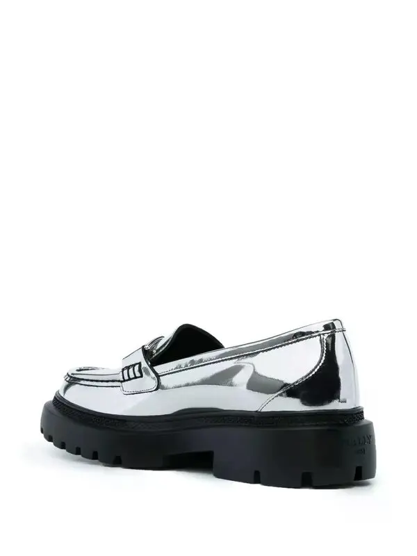 Bally Gioia Chunky Metallic Leather Loafers