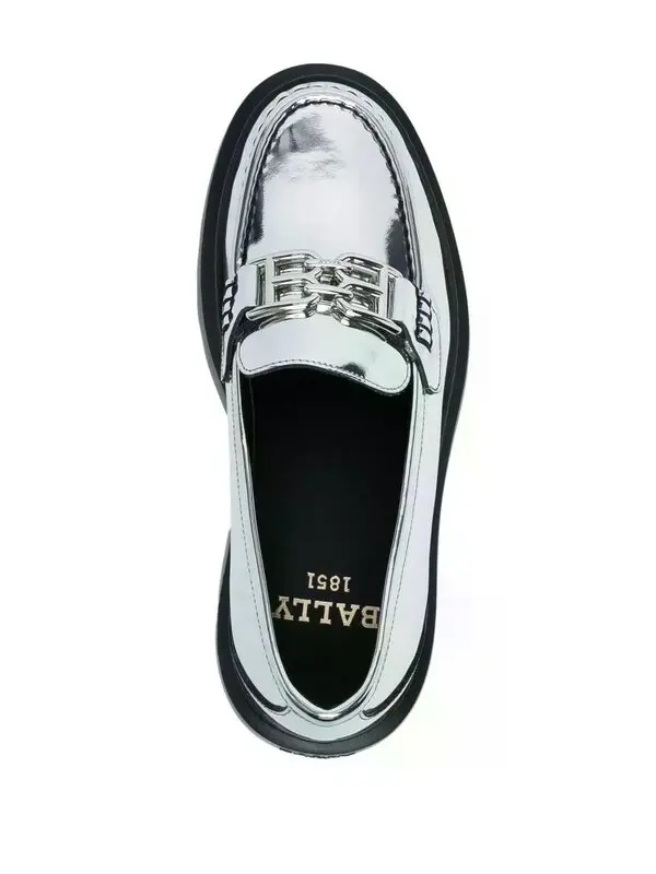 Bally Gioia Chunky Metallic Leather Loafers