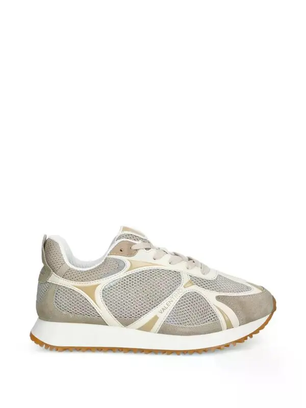 Valentino Garavani Panelled Mesh And Suede Sneakers - Neutrals