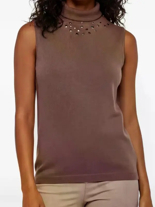 Fabiana Filippi Cashmere Roll Neck Top With Stud Detailing