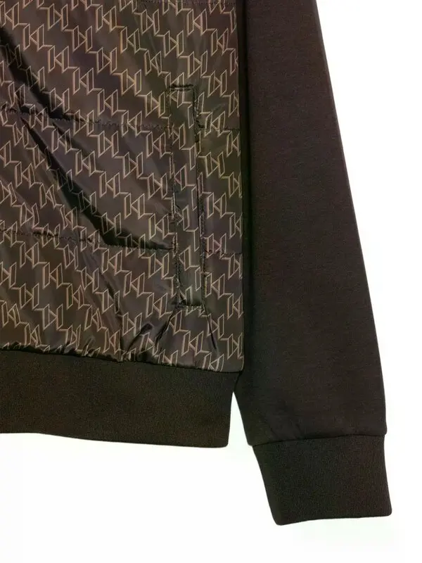 Karl Lagerfeld Monogram Print Zip-up Bomber Jacket