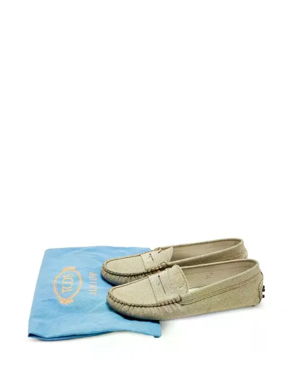 TOD'S Gommino Glitter-embellished Loafers - Gold