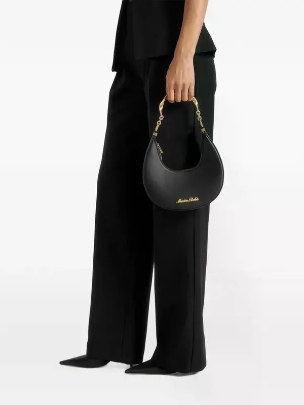 Manière De Voir Sculpted Leather Crescent Bag With Twisted Handle - Black