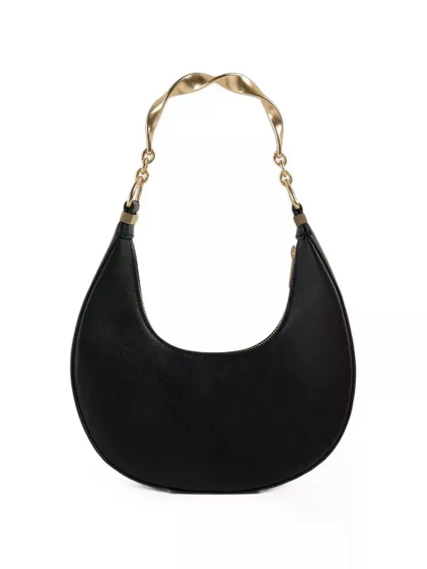 Manière De Voir Sculpted Leather Crescent Bag With Twisted Handle - Black