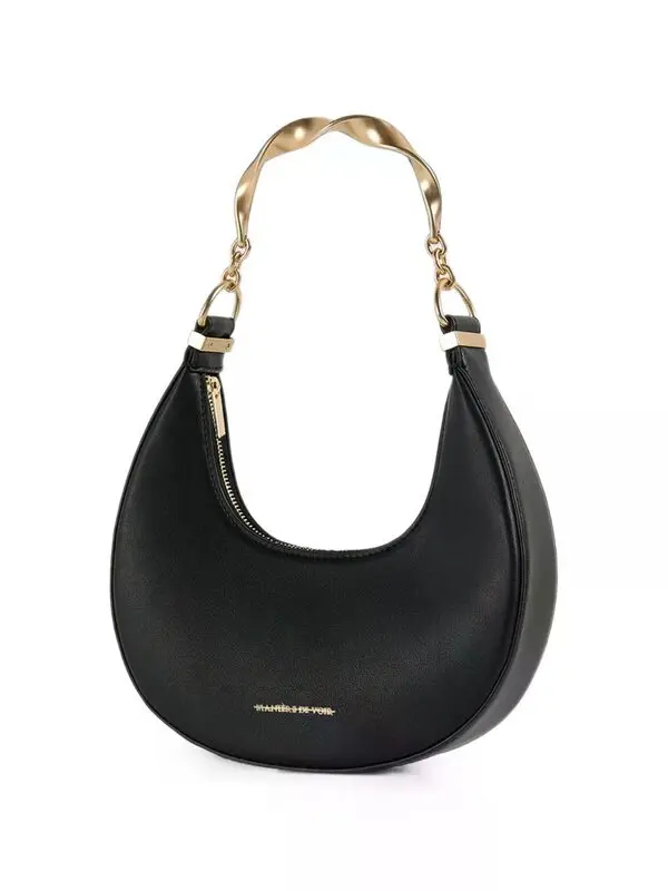 Manière De Voir Sculpted Leather Crescent Bag With Twisted Handle - Black