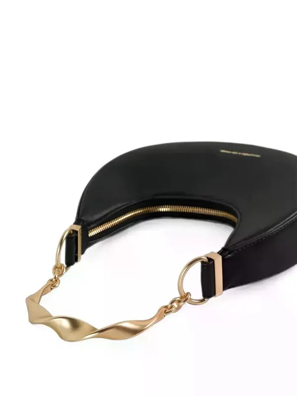 Manière De Voir Sculpted Leather Crescent Bag With Twisted Handle - Black