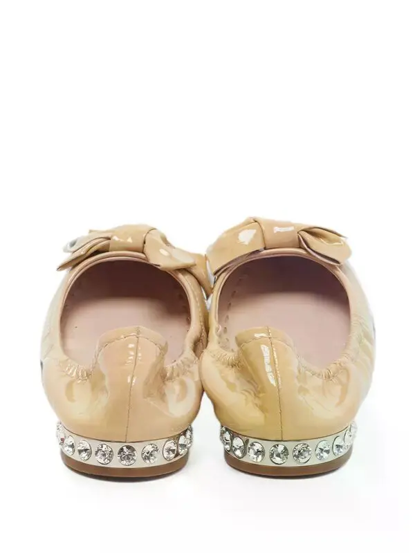 Miu Miu Patent Leather Ballet Flats With Crystal Embellishments