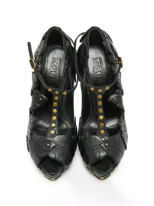 Alexander McQueen Leather Studded Peep-toe Pumps