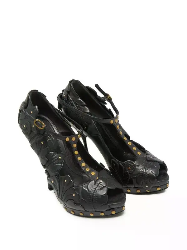 Alexander McQueen Leather Studded Peep-toe Pumps