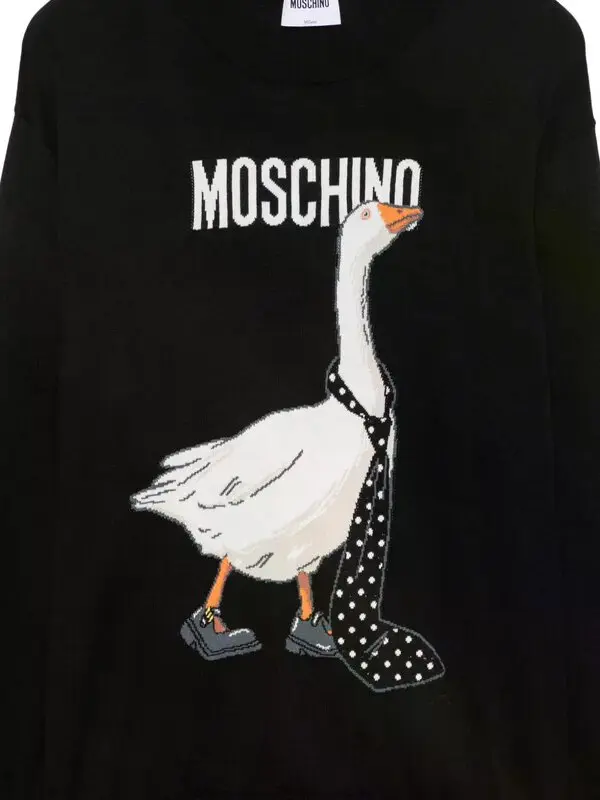 Moschino Goose Intarsia Crew Neck Sweater
