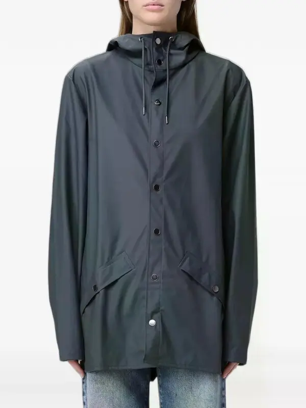 Rains Hooded Press-stud Jacket - Grey