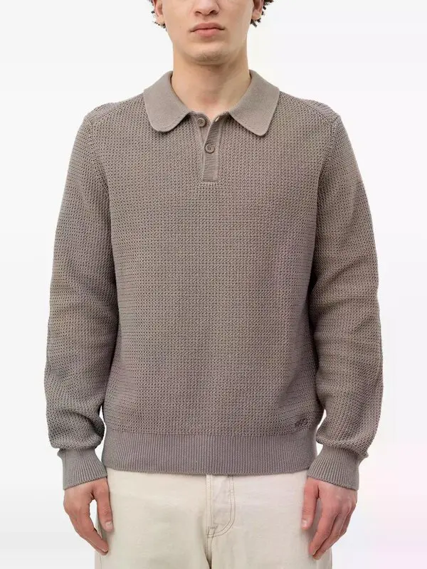 Hugo Waffle-knit Long Sleeved Polo Shirt