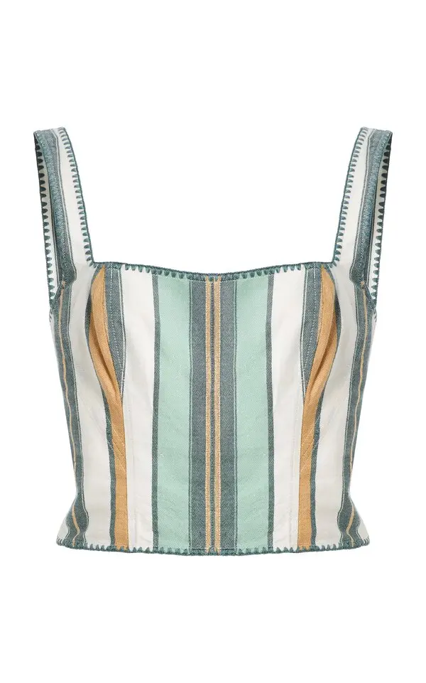ILIO NEMA Jupiter Striped Cotton-blend Cropped Top - Green