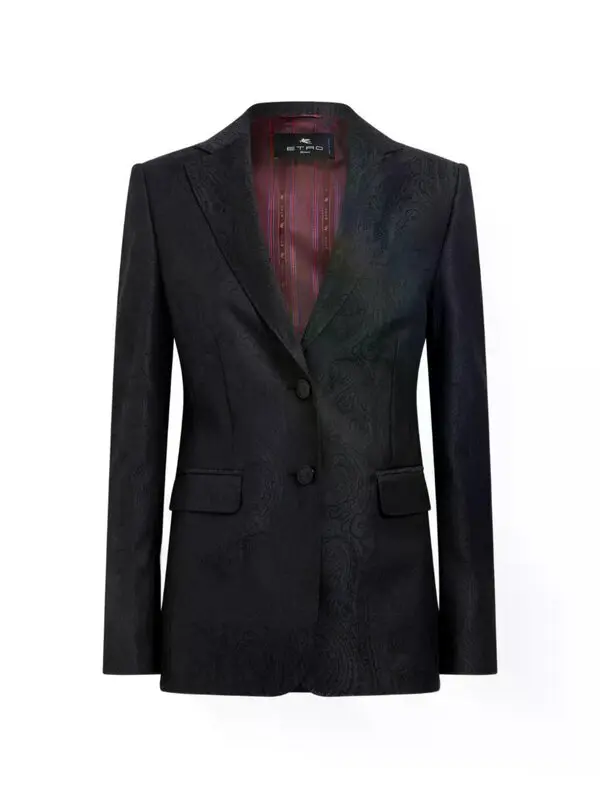 Etro Single-breasted Wool Jacquard Jacket With Arnica Motif