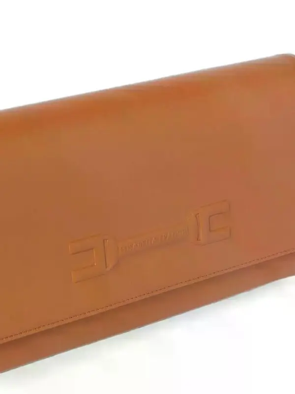 Elisabetta Franchi Logo Embossed Leather Clutch Bag
