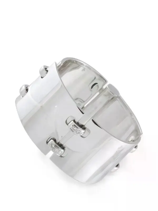 Hermès 18k White Gold Diamond Cuff Bracelet - Silver