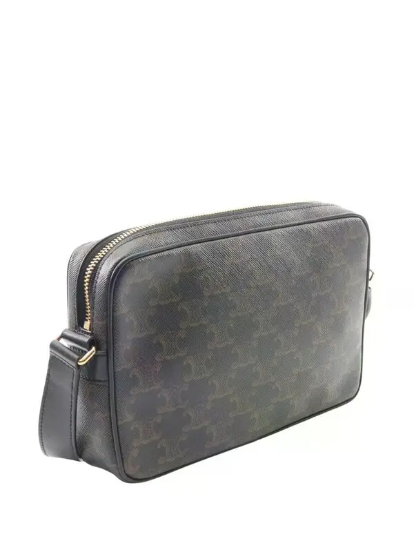 Celine Triomphe Coated Canvas Logo Crossbody Bag - Black