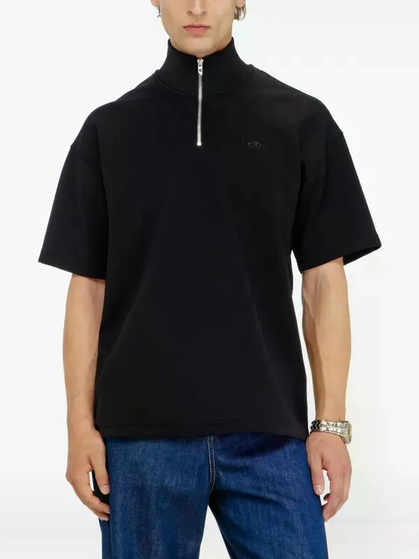 DIESEL® Short-sleeve Half-zip Sweatshirt In Light Scuba