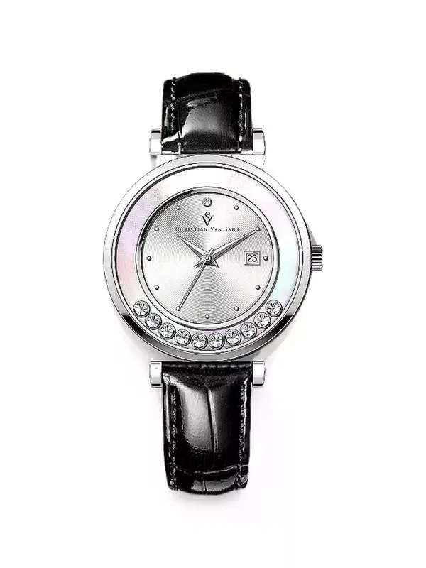 CHRISTIAN VAN SANT Bria 40mm Watch With Crystal Embellishments - Silver