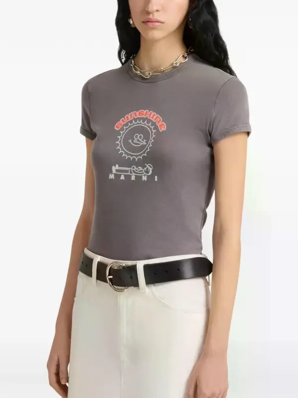 Marni Cotton T-shirt With Sunshine Print - Grey