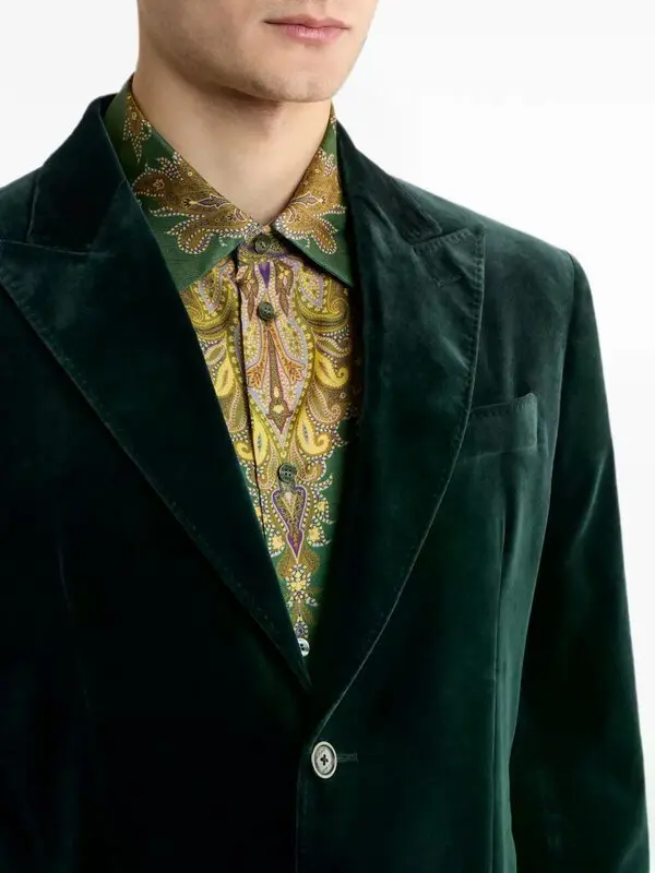Etro Single-breasted Jacket In Stretch Cotton Velvet