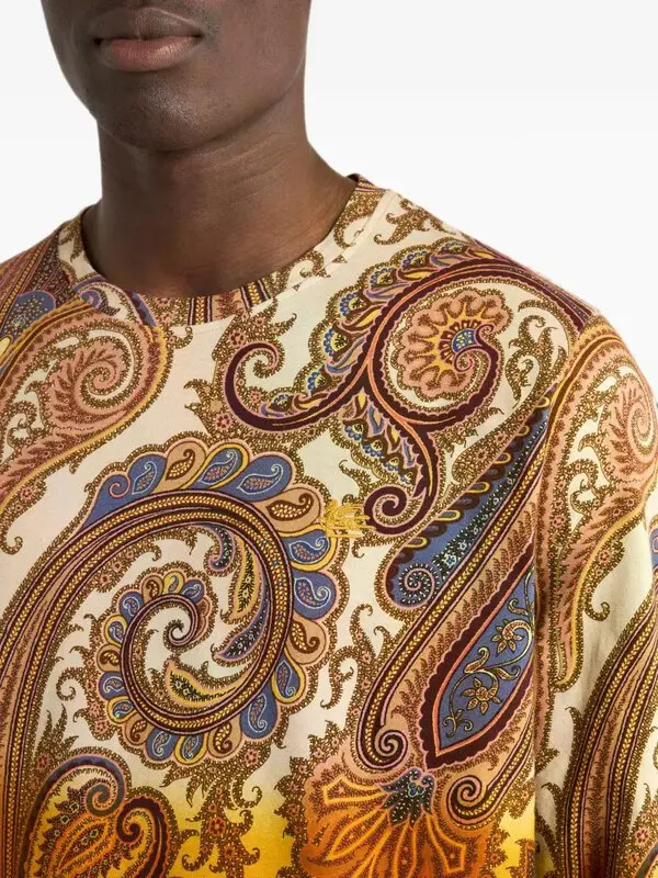 Etro Cotton Jersey Sweater With Degradé Paisley Motif