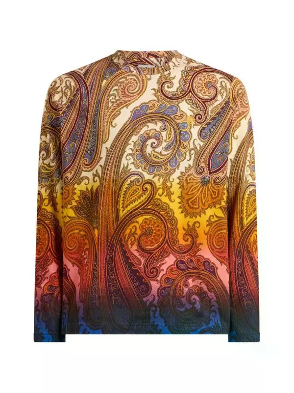 Etro Cotton Jersey Sweater With Degradé Paisley Motif