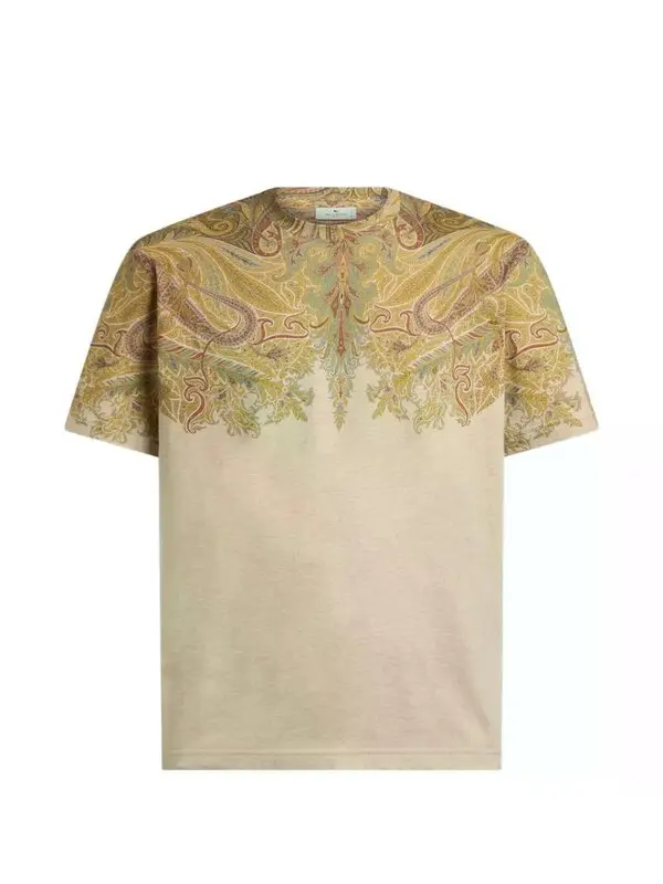 Etro Cotton-jersey T-shirt With Placed Paisley Pochette Print