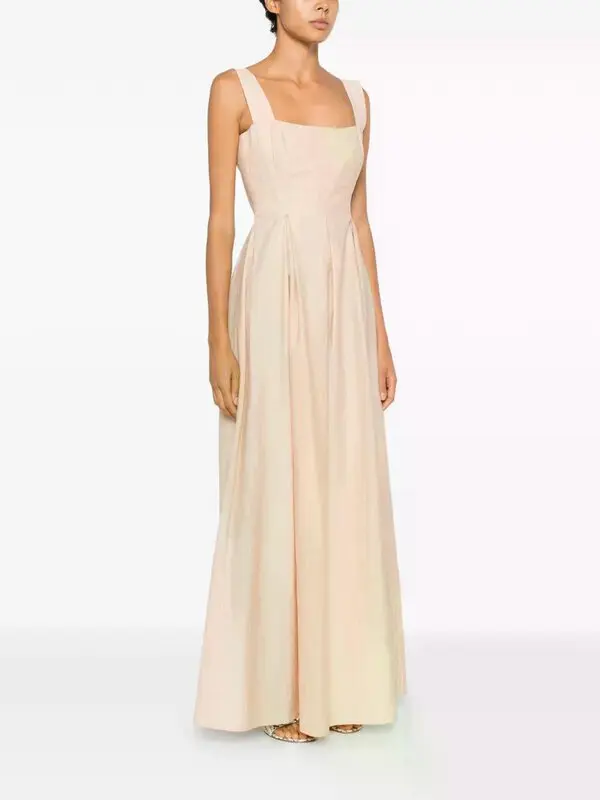 Momoni Pleated Square-neck Maxi Dress