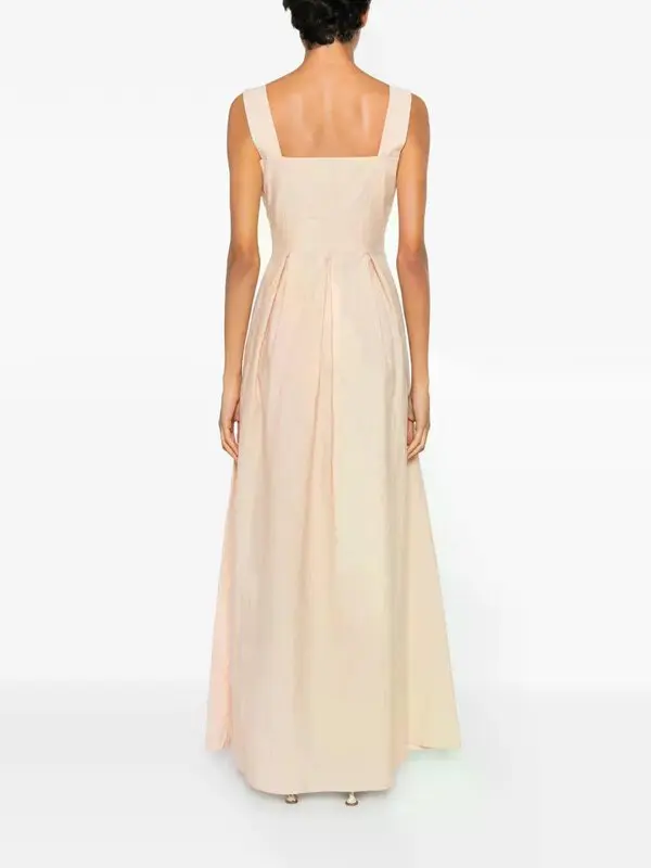 Momoni Pleated Square-neck Maxi Dress