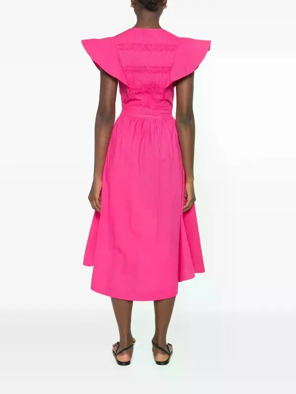 MII Lea Ruffled-sleeve Midi Dress