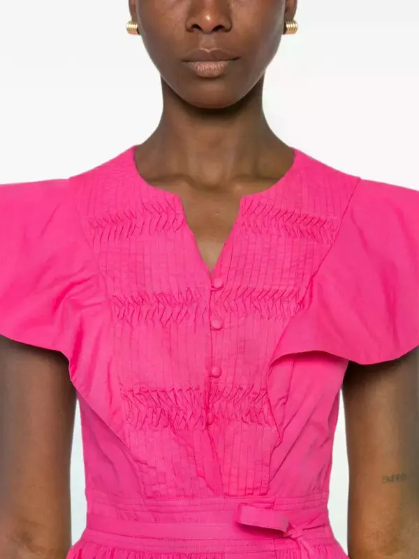 MII Lea Ruffled-sleeve Midi Dress