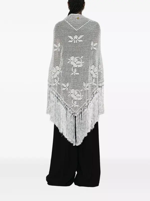 CHIARA IS Crochet-knit Poncho With Fringed Trim