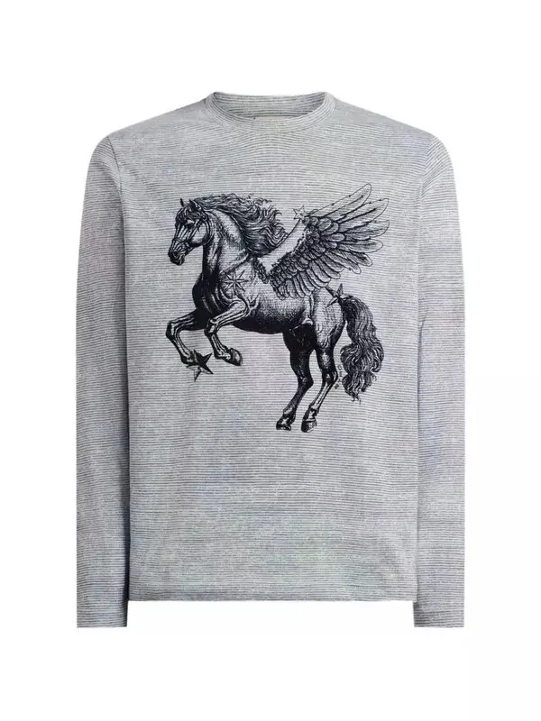 Etro Cotton Sweater With Placed Pegaso-print - Grey
