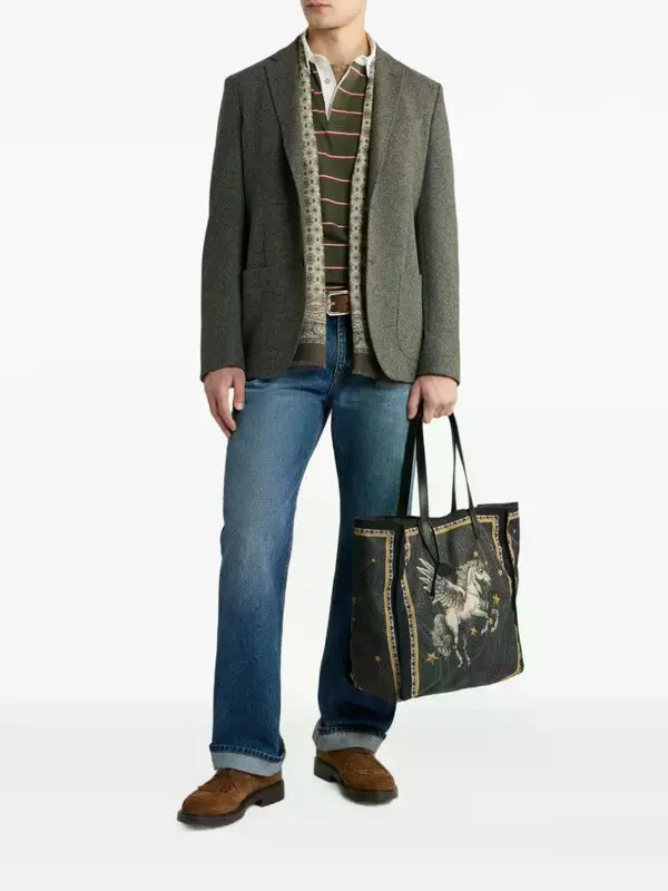 Etro Single-breasted Knit Jacket With Chevron Motif