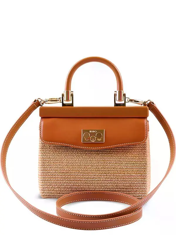 Rodo Paris Raffia Tote Bag With Foldover Top And Clasp Fastening
