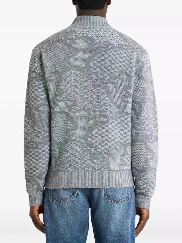 Etro Knit Wool-blend Bomber Jacket With Intarsia Motif